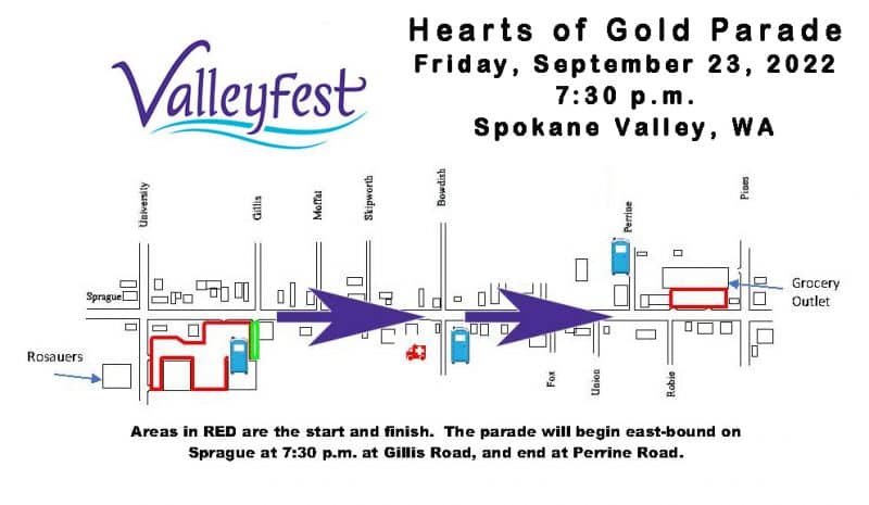 Map - Hearts of Gold Parade - Valleyfest